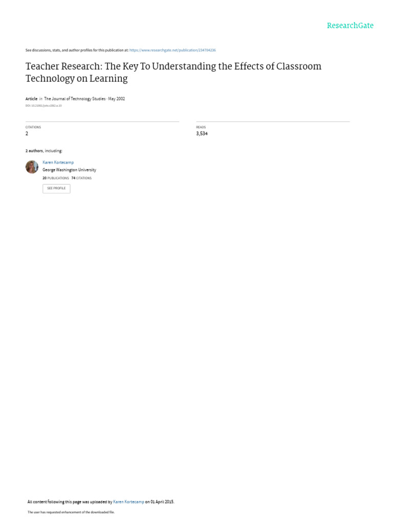 Teacher Research The Key To Understanding The Effe | PDF | Teachers ...