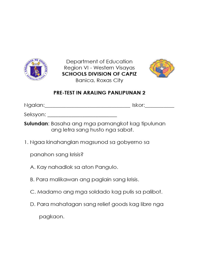Pre Test in AP 2 | PDF