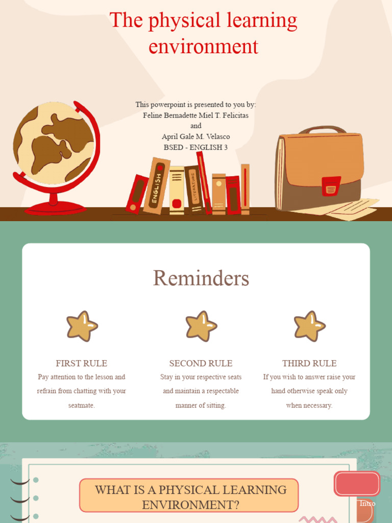 The Physical Learning Environment | PDF | Classroom | Communication