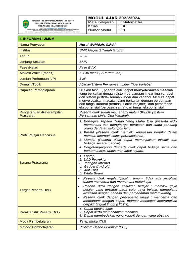 MODUL AJAR - SPLTV - Berdiferensiasi | PDF | Karier & Perkembangan