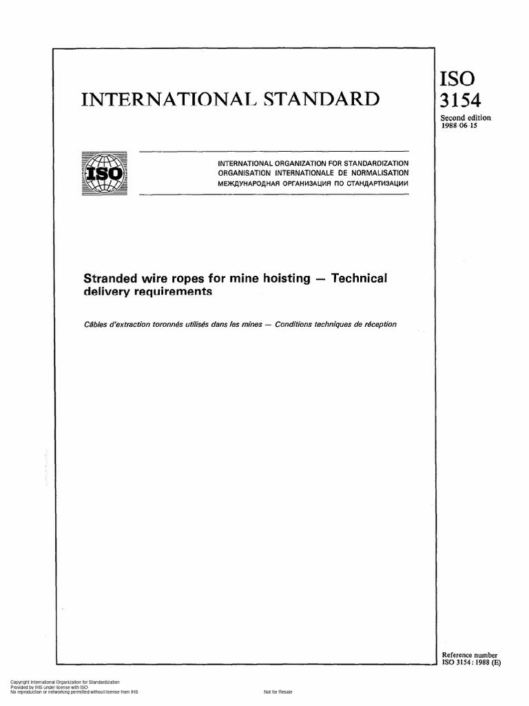 Stranded Wire Ropes For Mine Hoisting - Technical Delivery Requirements ...