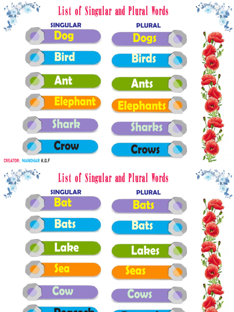 List of Singular and Plural Words | PDF