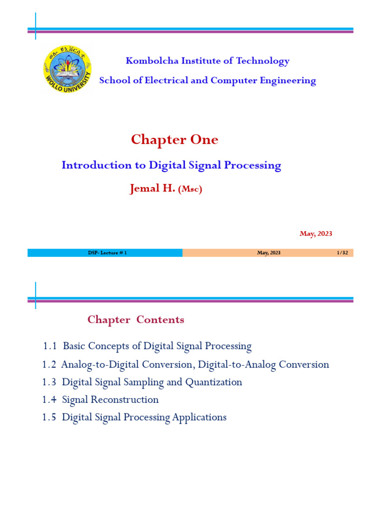 DSP Chapter-One | PDF | Analog To Digital Converter | Digital Signal Processing