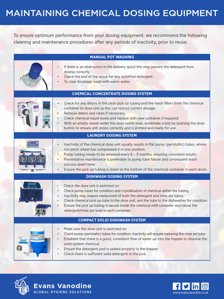 Maintaining Chemical Dosing Equipment Evans Vanodine | PDF