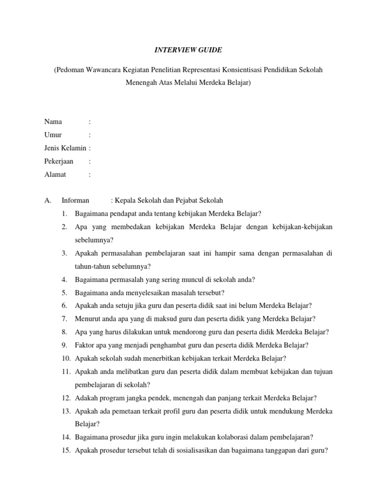 Interview Guide. | PDF