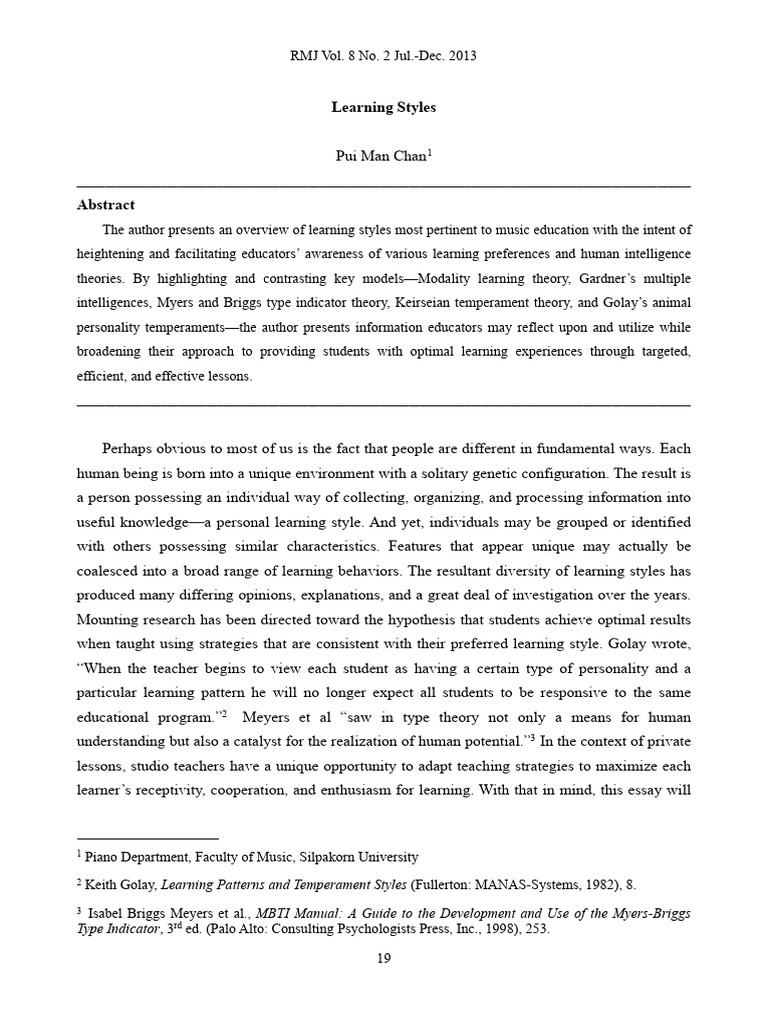Learning Styles | PDF | Learning | Personality Type