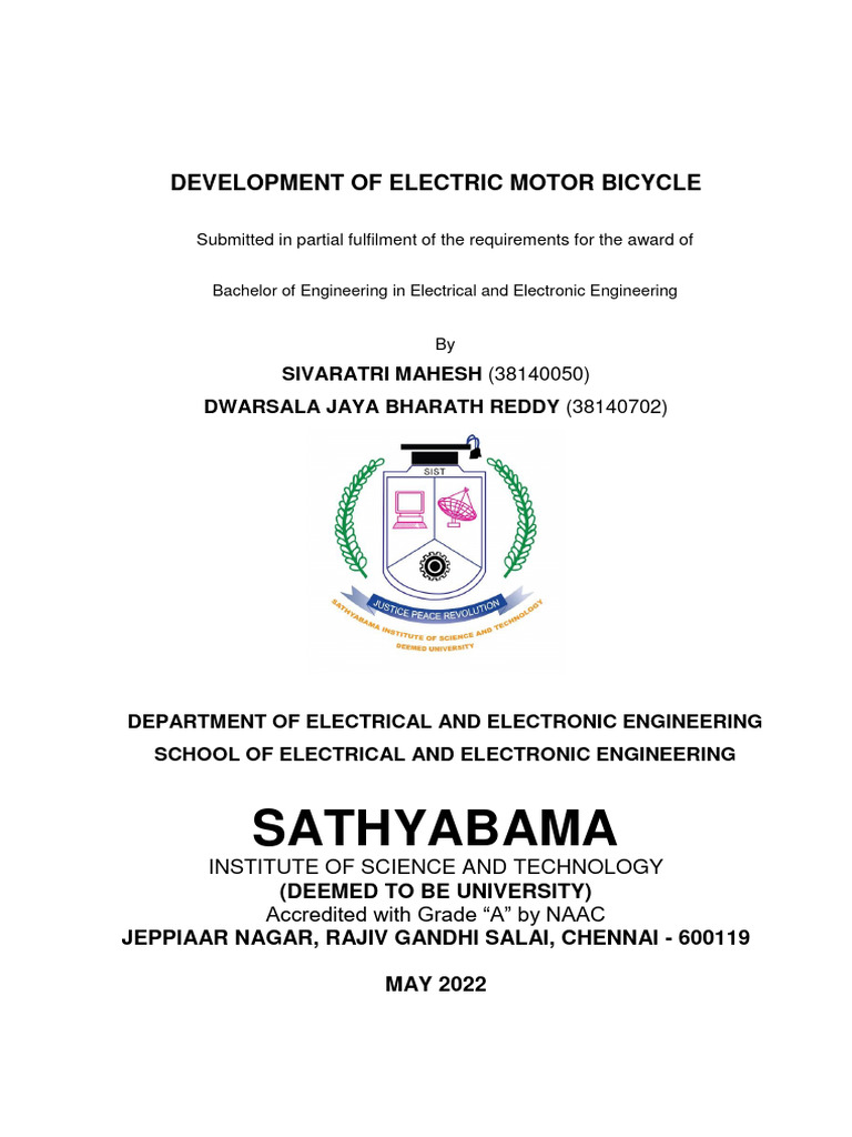 1822 B.E Eee Batchno 5 | PDF | Electric Vehicle | Electric Motor
