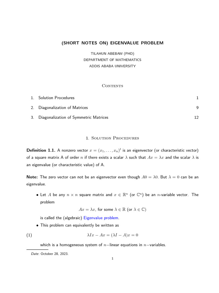 Part I - Eigenvalue Problem | Download Free PDF | Eigenvalues And Eigenvectors | Matrix ...
