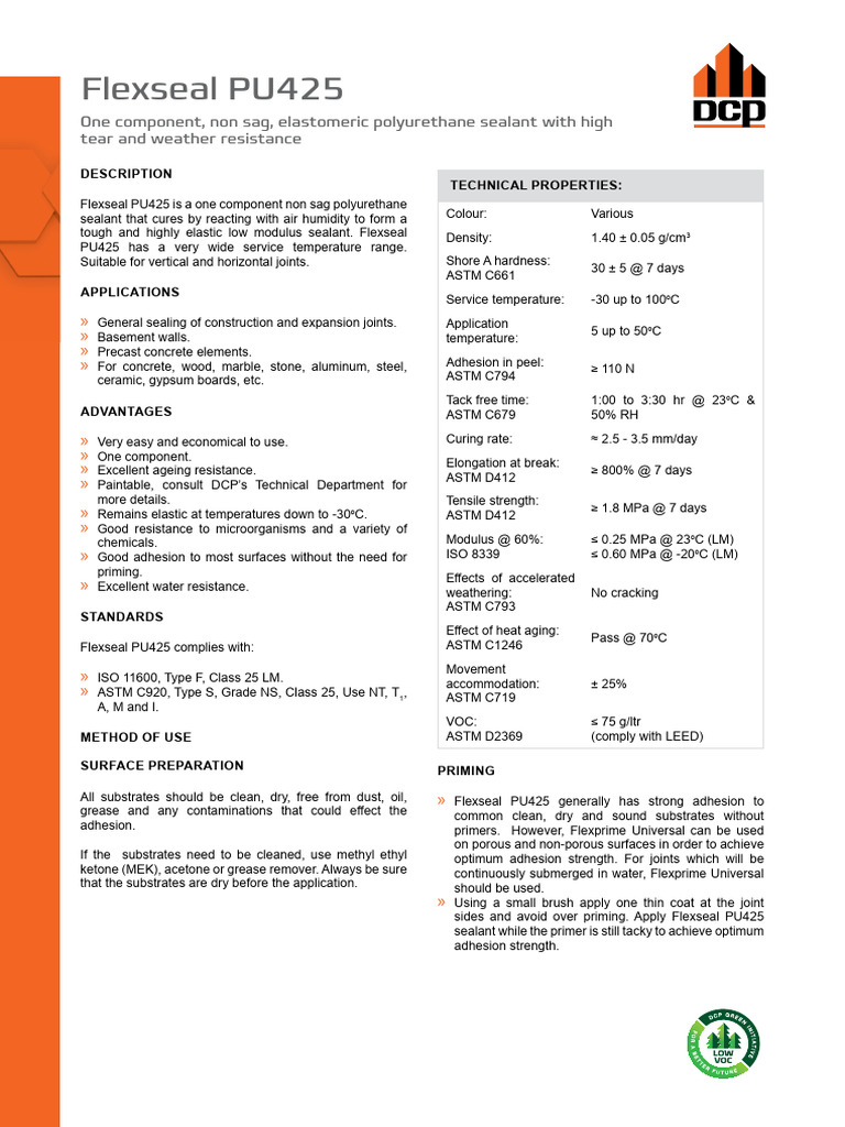 Flexseal PU425 - TDS - 7 | PDF | Concrete | Adhesive