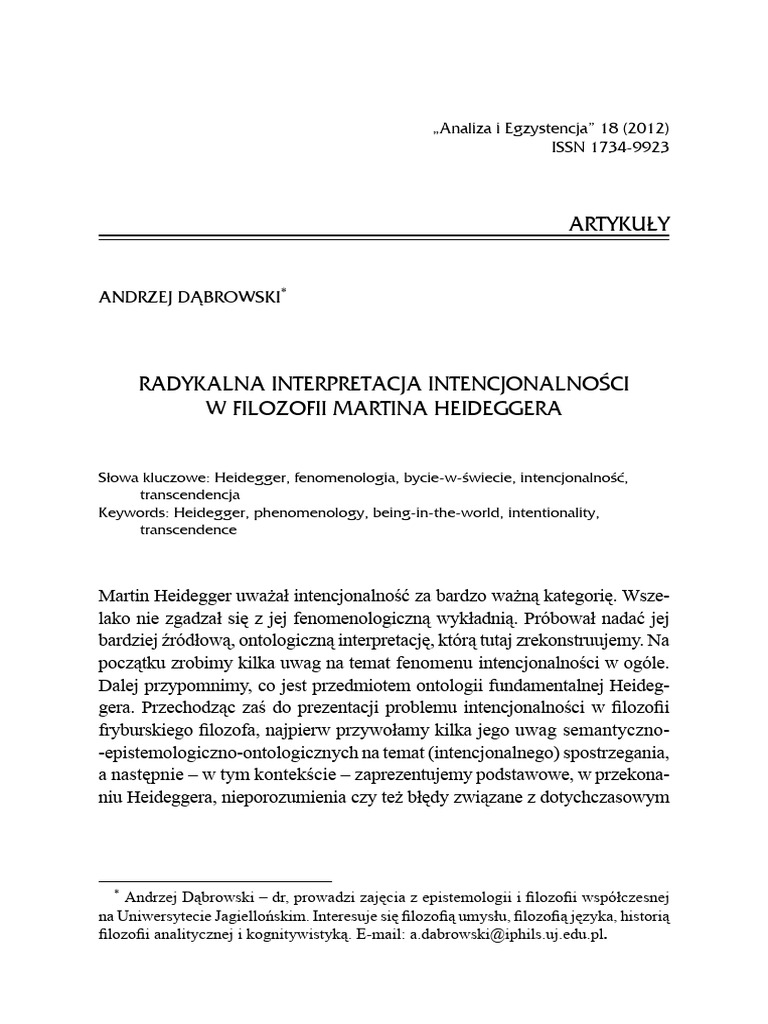 D Browski, Radykalna Interpretacja Intencjonalno Ci | PDF