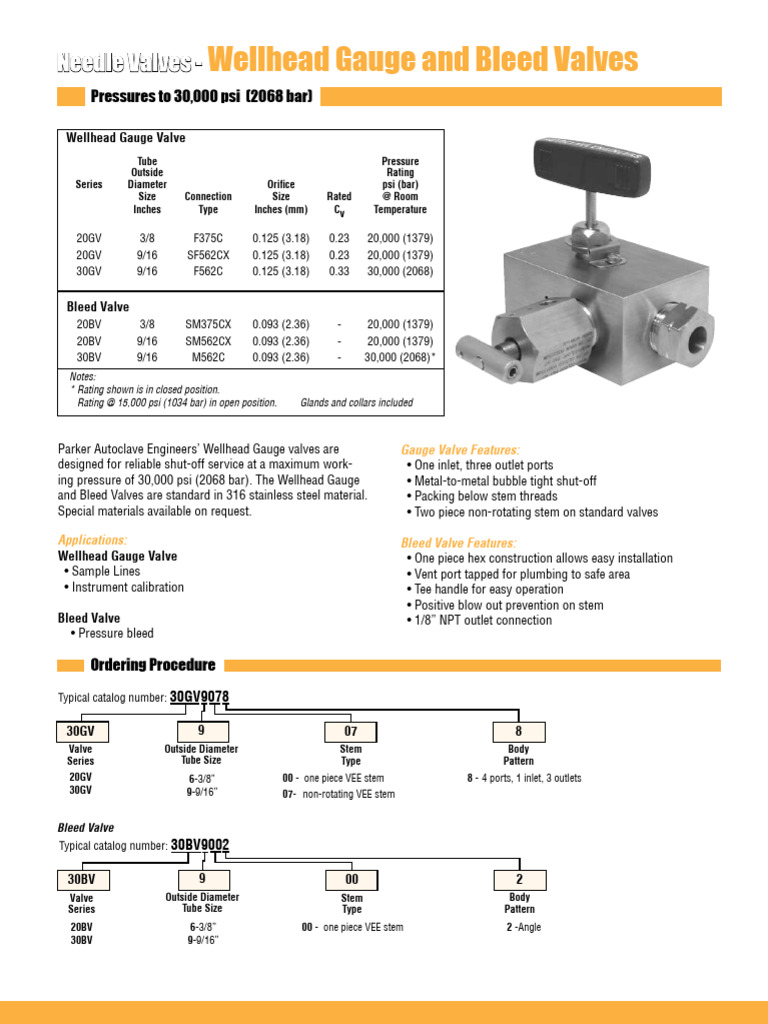 Wellhead Bleed and Gauge Valve Catalog | PDF | Valve | Mechanical Engineering