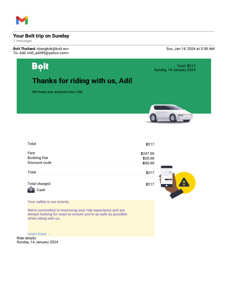 Your Bolt Ride Summary | PDF