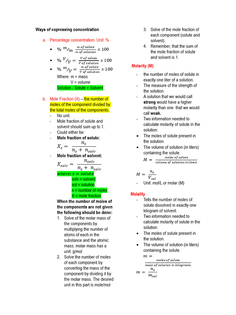 Conchem Reviewer | PDF | Mole (Unit) | Analytical Chemistry