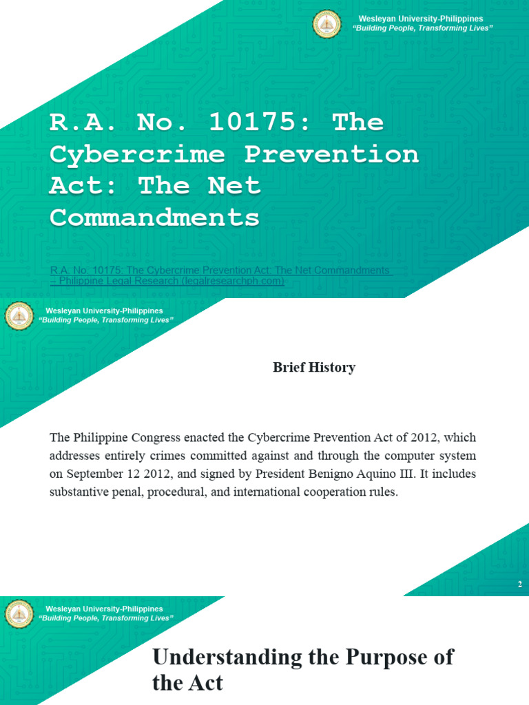 R.A. No. 10175 The Cybercrime Prevention Act The Net Commandments | PDF ...