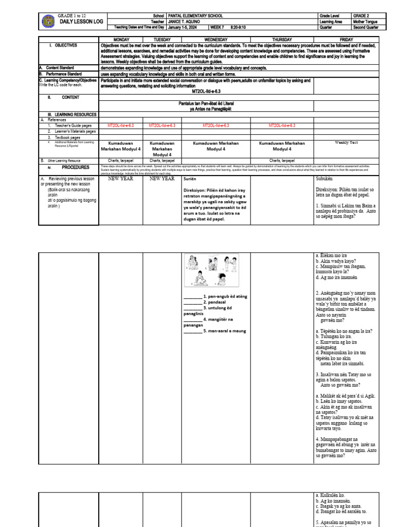 DLL MTB 2nd Q Week 7 | PDF | Curriculum | Learning