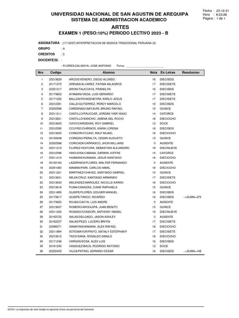 Interp. Musica Trad. P. 2023 1er P. Exam. | PDF