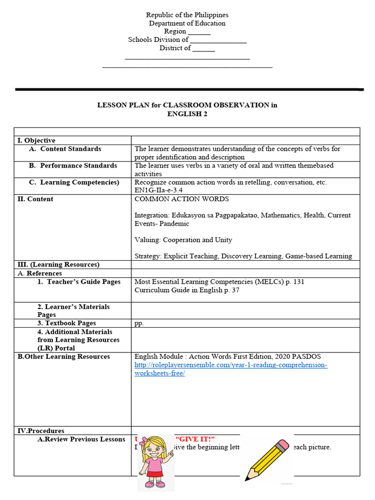 CO-LESSON-PLAN-ENGLISH-2-QUARTER-2 | PDF | Lesson Plan | Learning