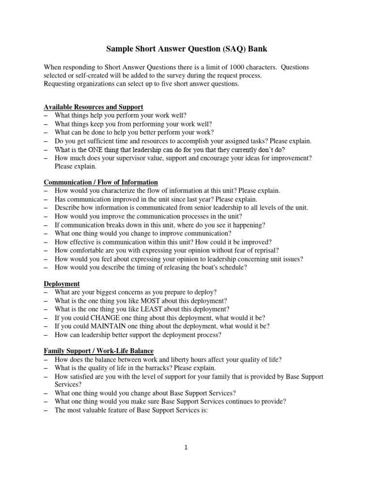 Sample Short Answer Questions | Download Free PDF | Leadership ...