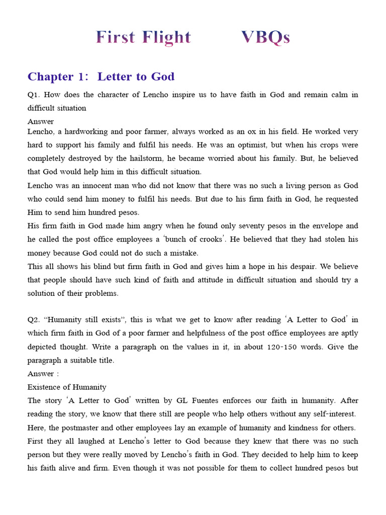 10 Eng VBQs-First Flight | PDF | Nelson Mandela | Faith