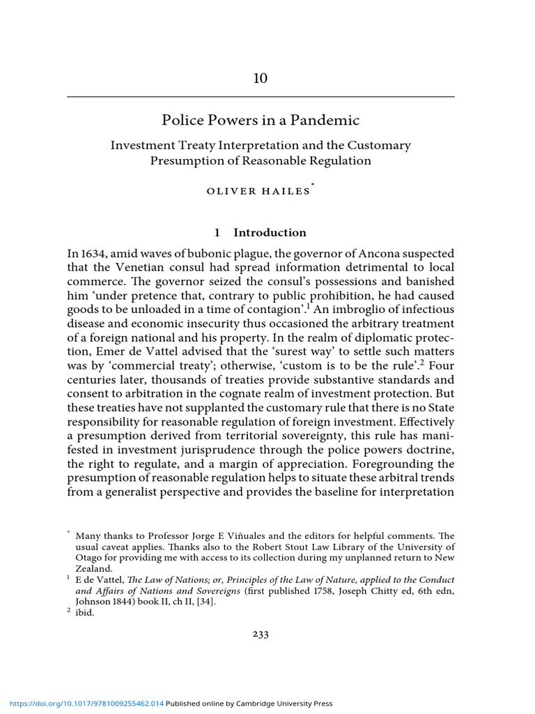 13.1 PP 233 260 Police Powers in A Pandemic | PDF | International Law | Treaty