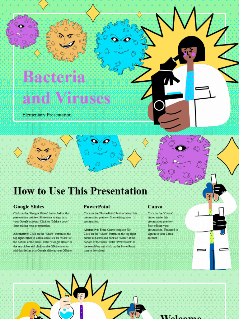 Illustrated Bacteria and Viruses For Elementary Presentation | PDF ...