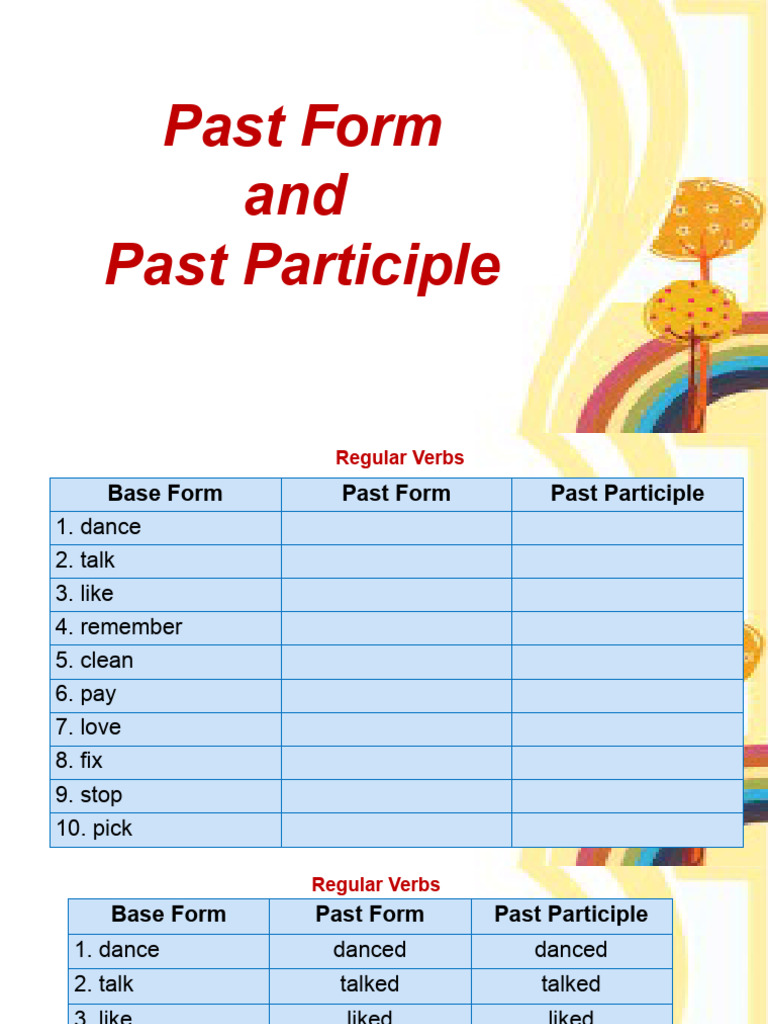 Quiz - Past Form and Past Participle | PDF | Syntax | Grammar