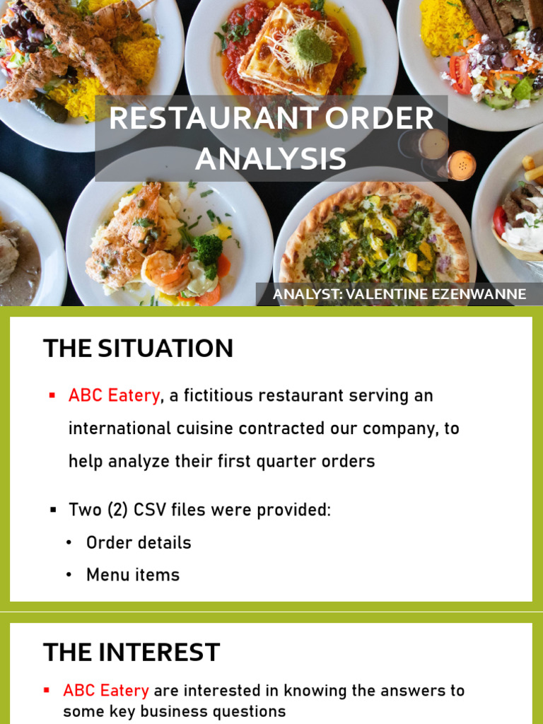 Restaurant Order Analysis | PDF | Menu | Hamburgers