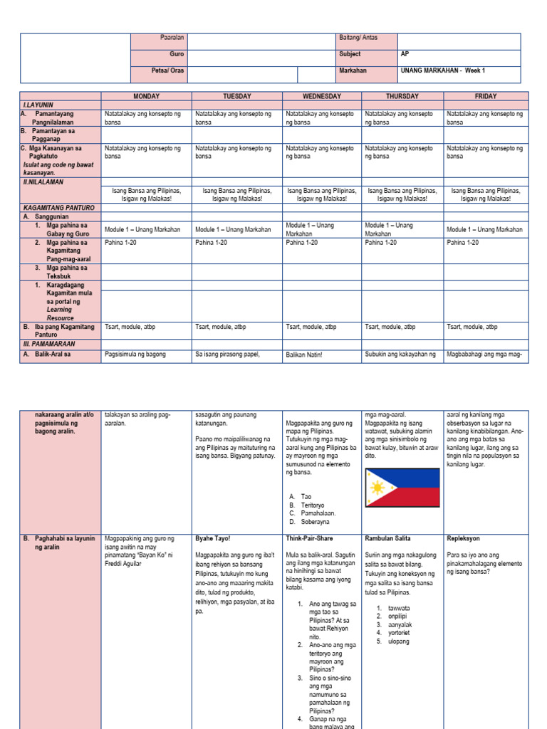DLL Week 1 Ap4 | PDF