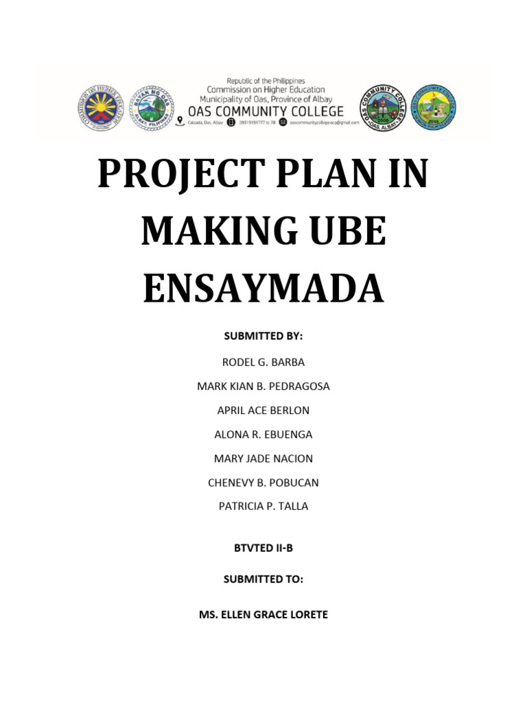 Project Plan in Making Ube Ensaymada | PDF | Breads | Dough