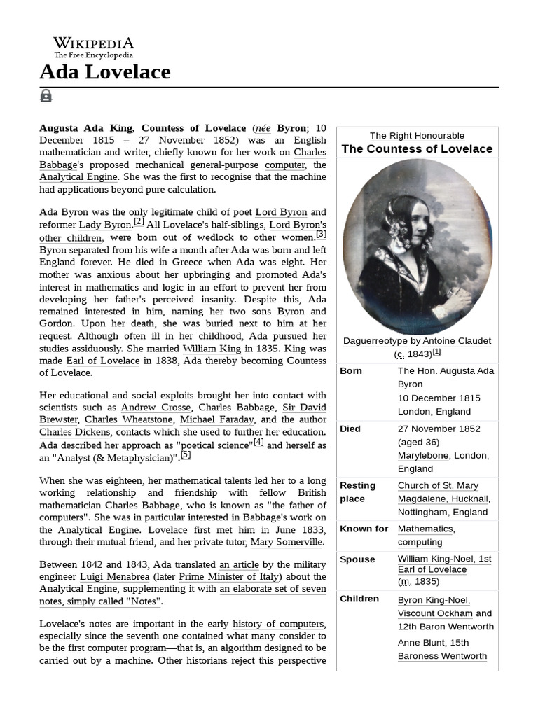 Ada Lovelace | PDF