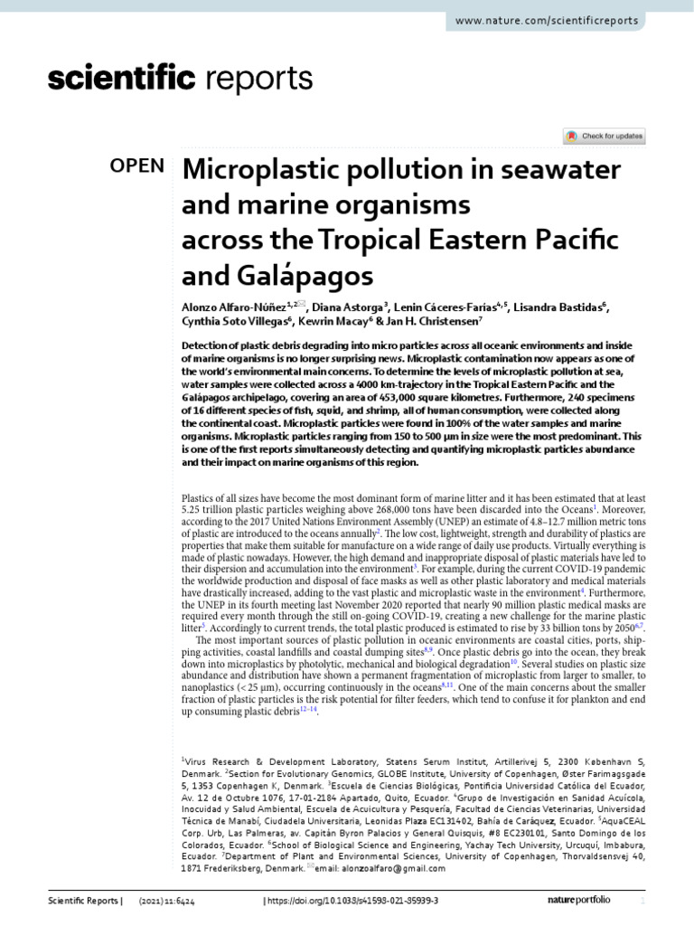 Microplastic Pollution in Seawater and Marine Organisms Across The ...