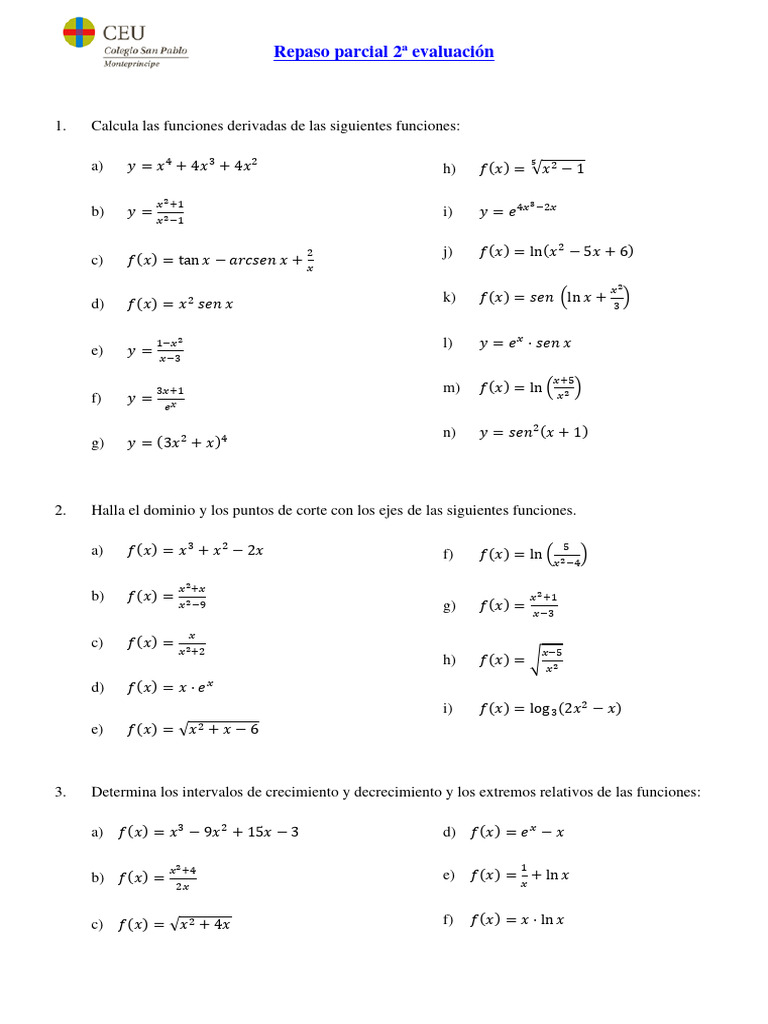 Repaso Parcial 2 Eval 1 | Descargar gratis PDF | Línea (geometría) | Curva