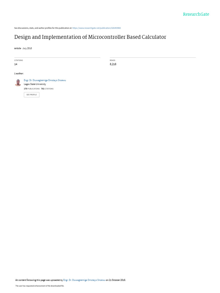 Researchgatedesign and Implementation of Microcontro | PDF | Microcontroller | Input/Output