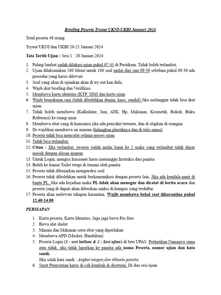 Briefing Peserta Tryout | PDF | Pengembangan Diri | Sains & Matematika