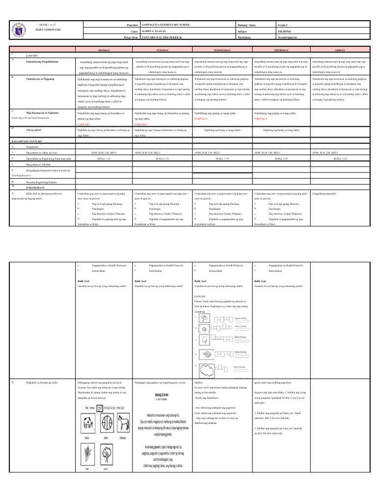 DLL Filipino Q2 W8 | PDF