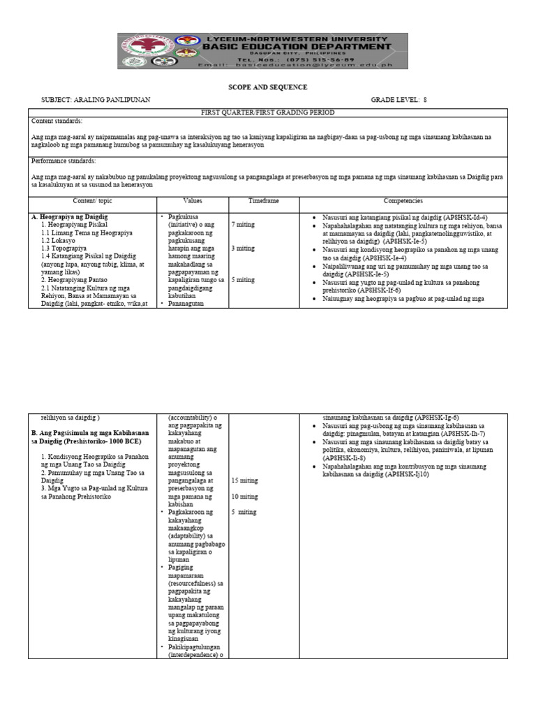 Scope and Sequence 8 | PDF