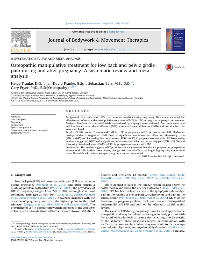 Journal of Bodywork & Movement Therapies: A Systematic Review and Meta-Analysis | Download Free ...