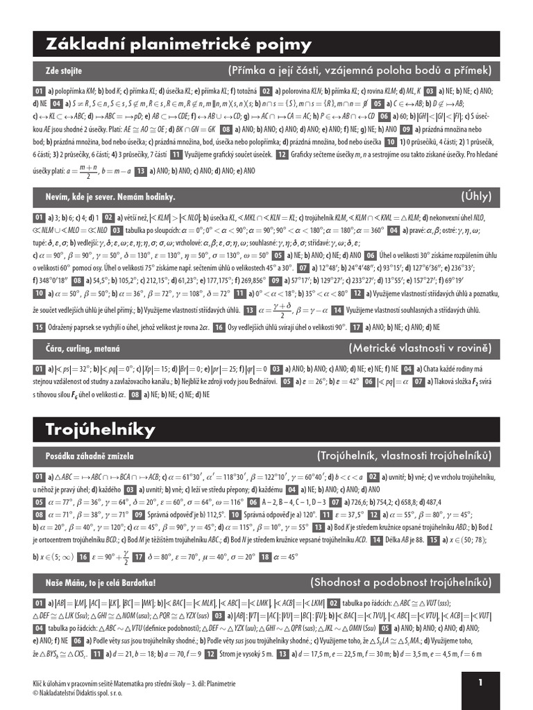 Klic MAT 3. Dil Planimetrie | PDF