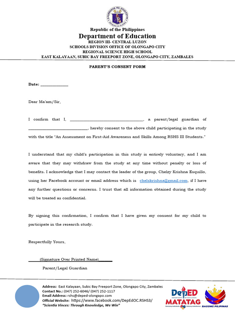 Parent's Consent Form | PDF