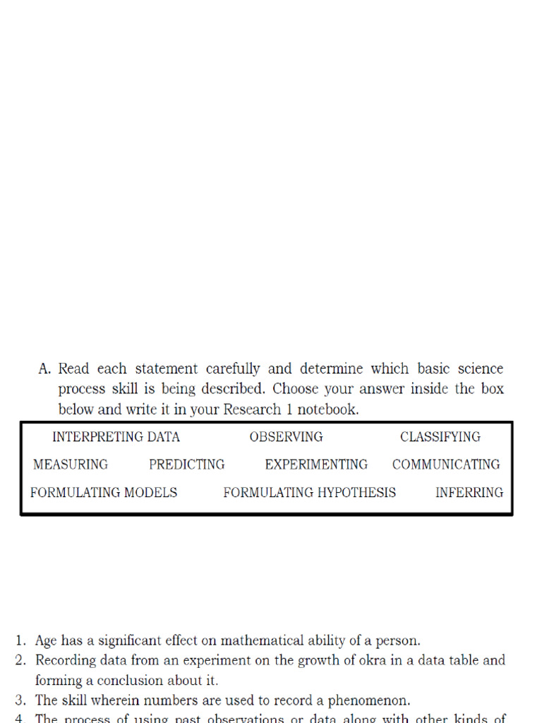 Basic Science Process Skills | PDF
