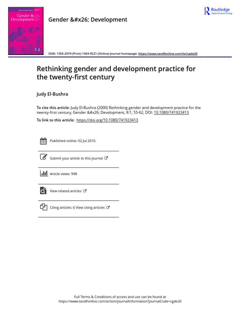 Rethinking Gender and Development Practice For The Twenty-First Century ...