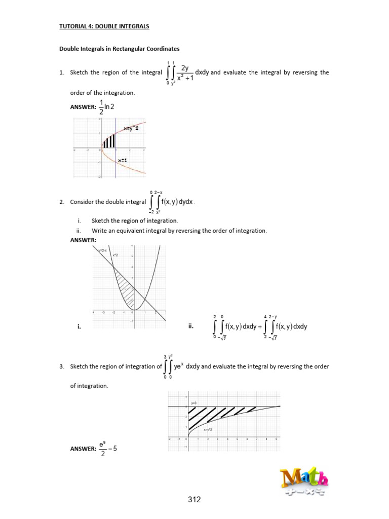 Tutorial (Double Integral) | PDF | Cartesian Coordinate System | Center ... Tutorial (Double Integral) | PDF | Cartesian Coordinate System | Center ...