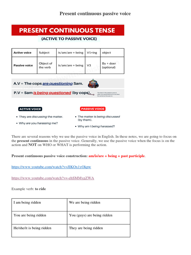 Present Continuous Passive Voice | PDF | Linguistics | Cognitive Science
