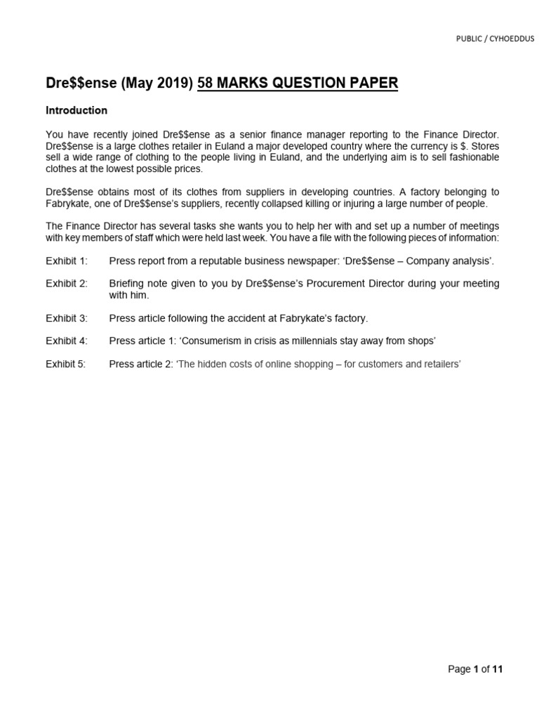 SBL PT2 Dressense - M19 PT2 58 Marks QUESTIONS | PDF | Online Shopping | Retail