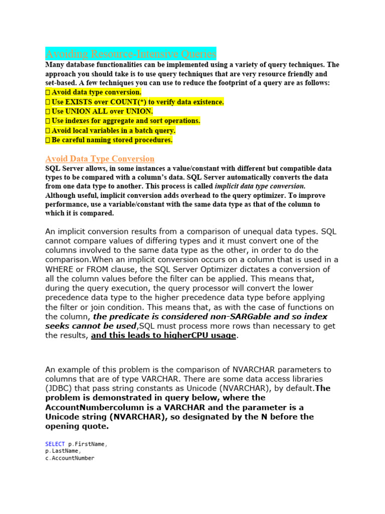 Avoiding Resource-Intensive Queries | PDF | Database Index | Databases