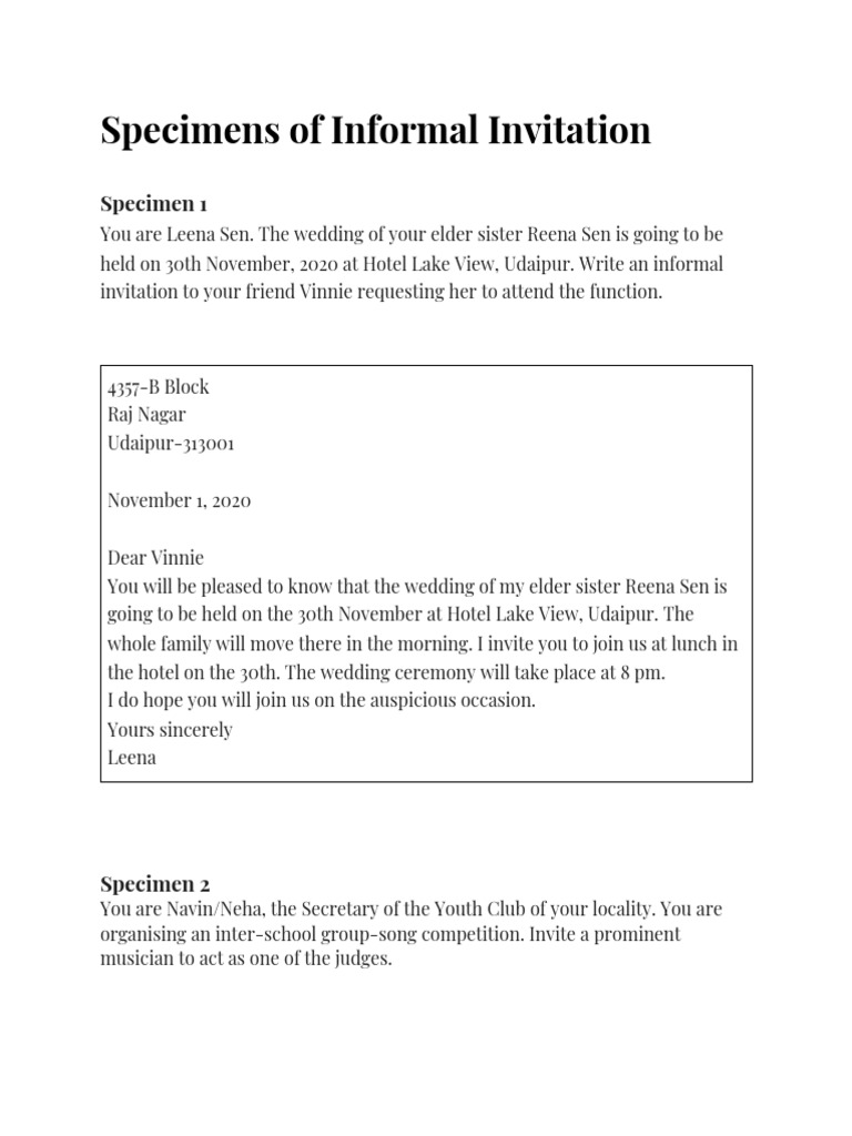 Informal Invitations Guide | PDF | Home & Garden