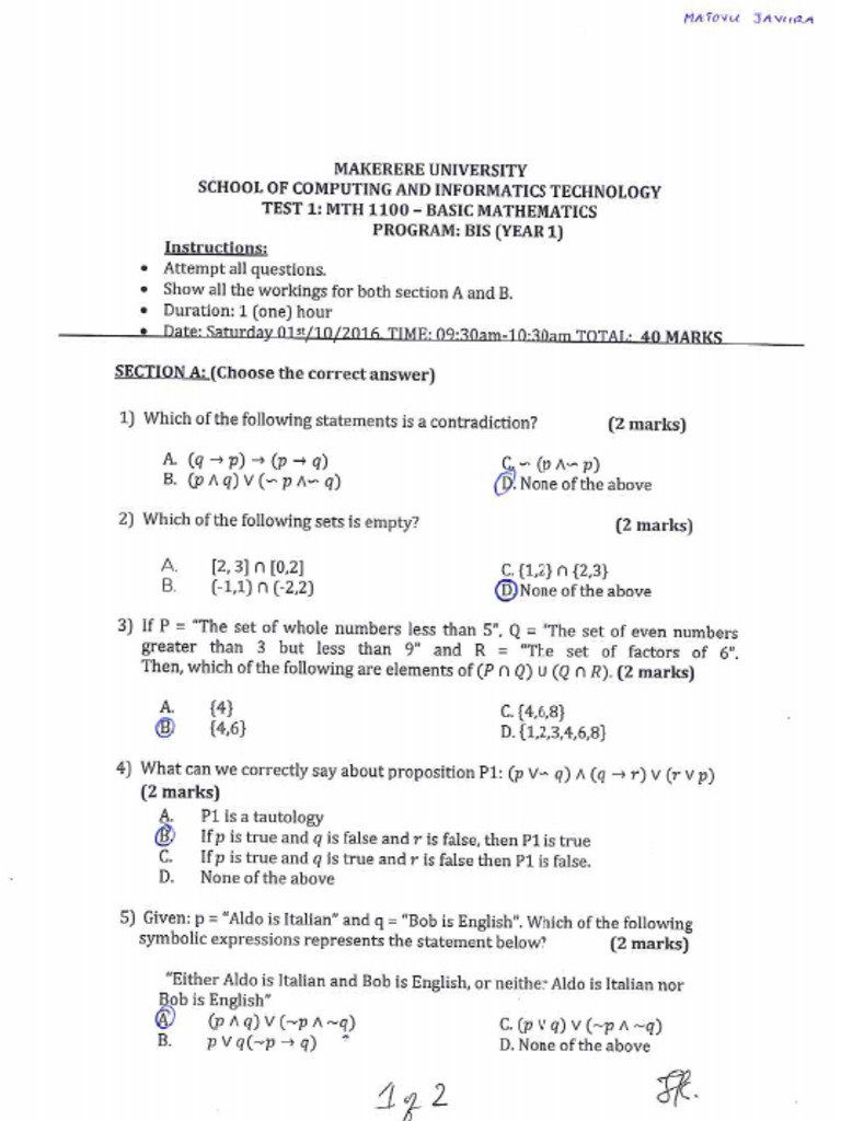 Basic MTC Past Papers | PDF
