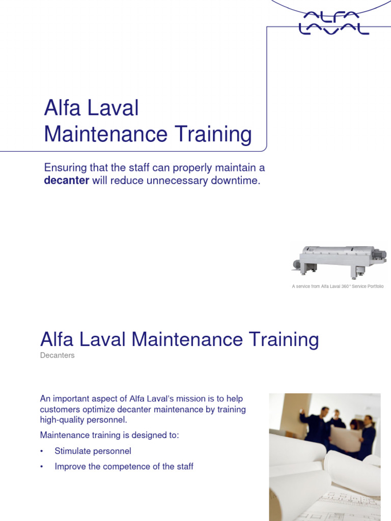 Alfa Laval Decanter Maintenance Training Presentation | PDF | Business