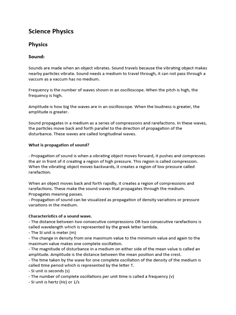 Science Revision Notes | PDF | Rock (Geology) | Ear