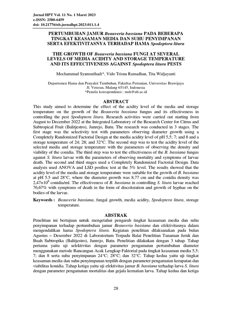 377-Article Text-1394-1-10-20230327 | PDF | Fungus | Insects